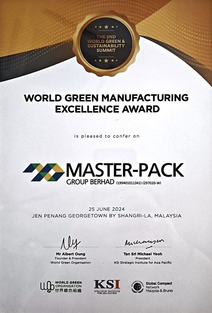 World Green Manufacturing Excellence Award – Master-Pack Group Berhad